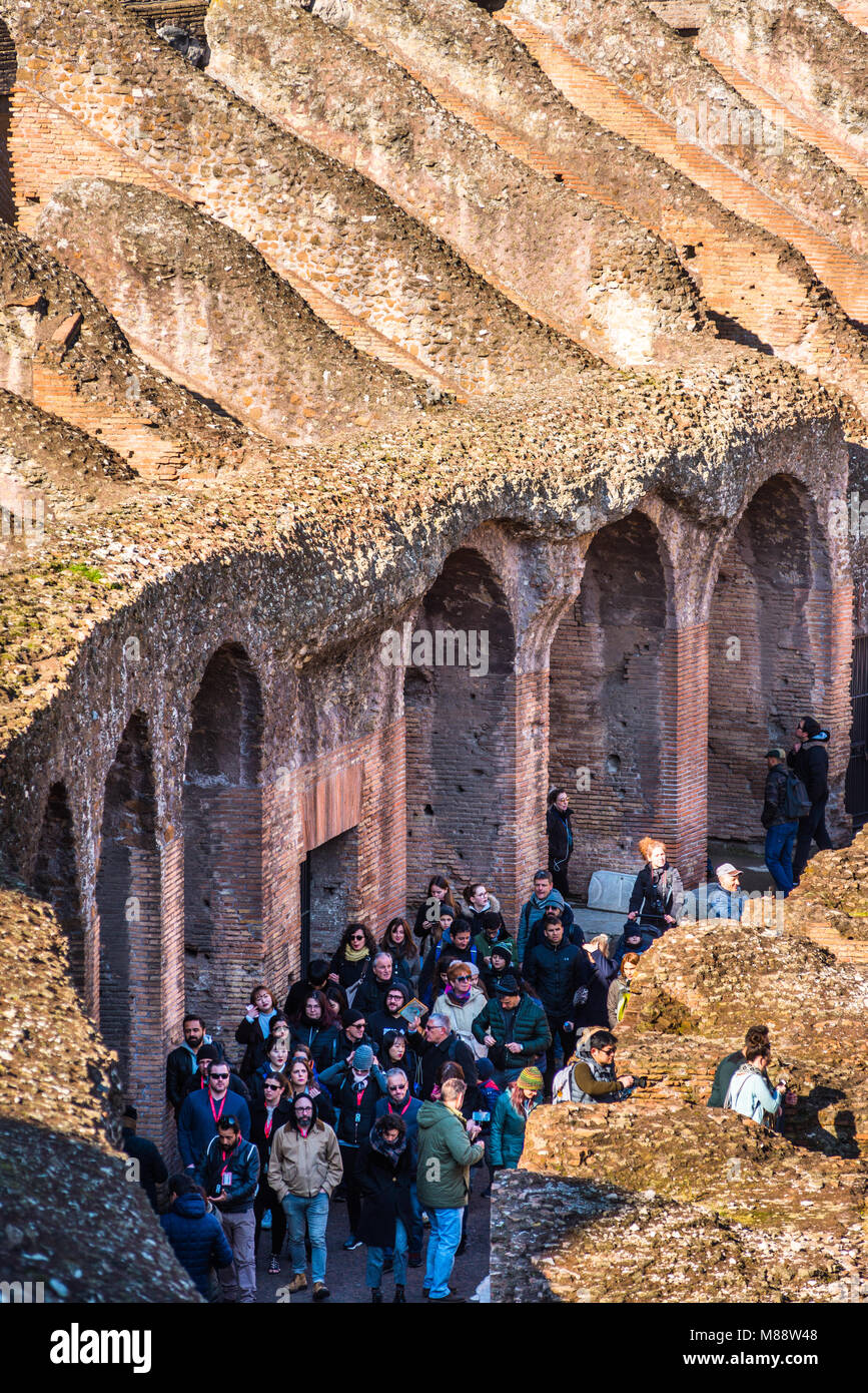 Interior closeup detail of he Colosseum or Coliseum, also known as the ...