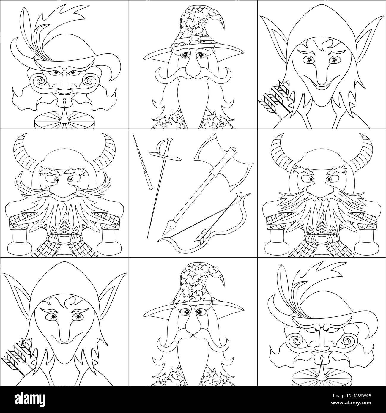 Fantasy heroes, set avatar, contour Stock Vector Image & Art - Alamy