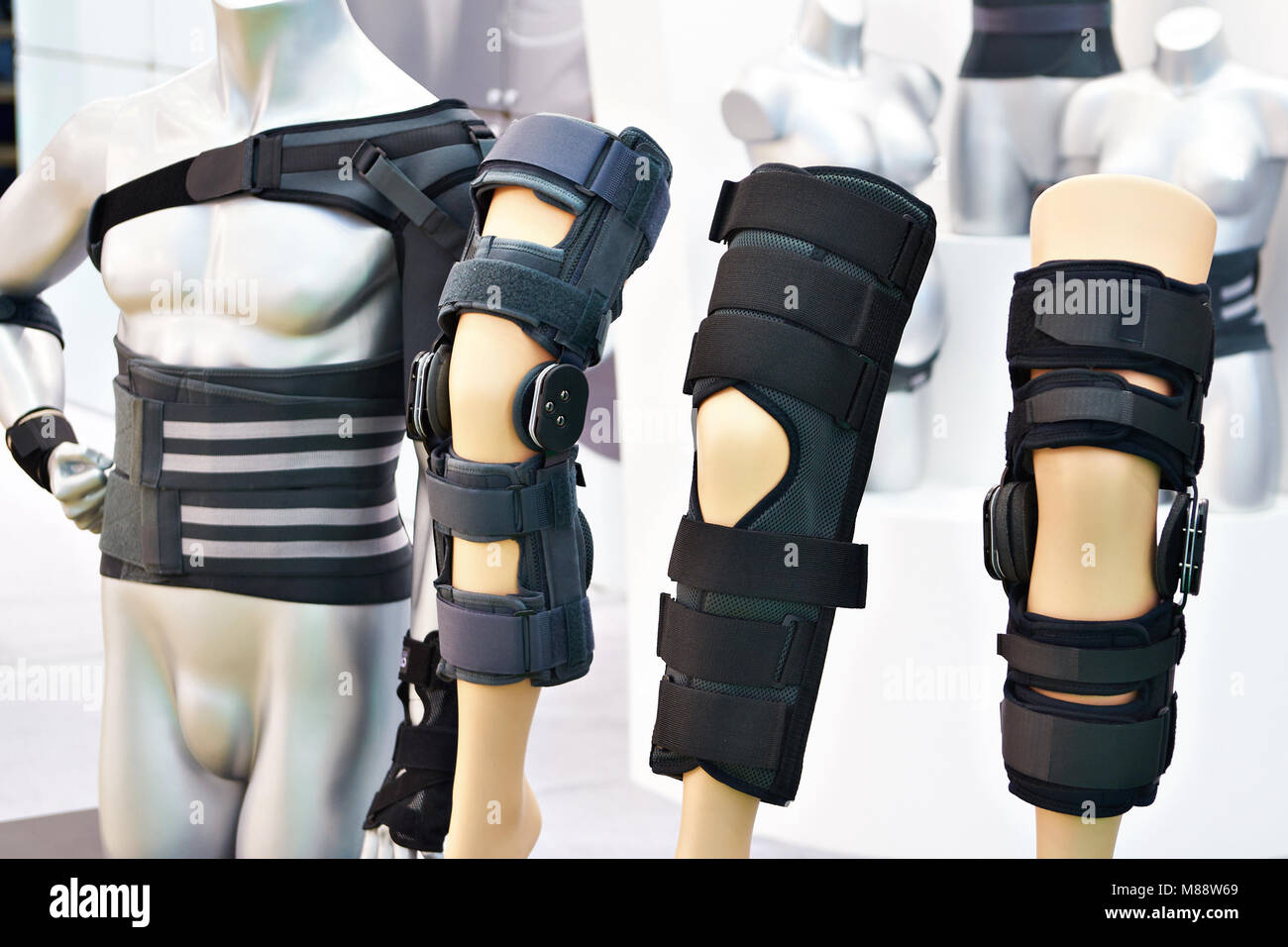 Brace on the knee joint with a sleeve made of neoprene in store Stock ...