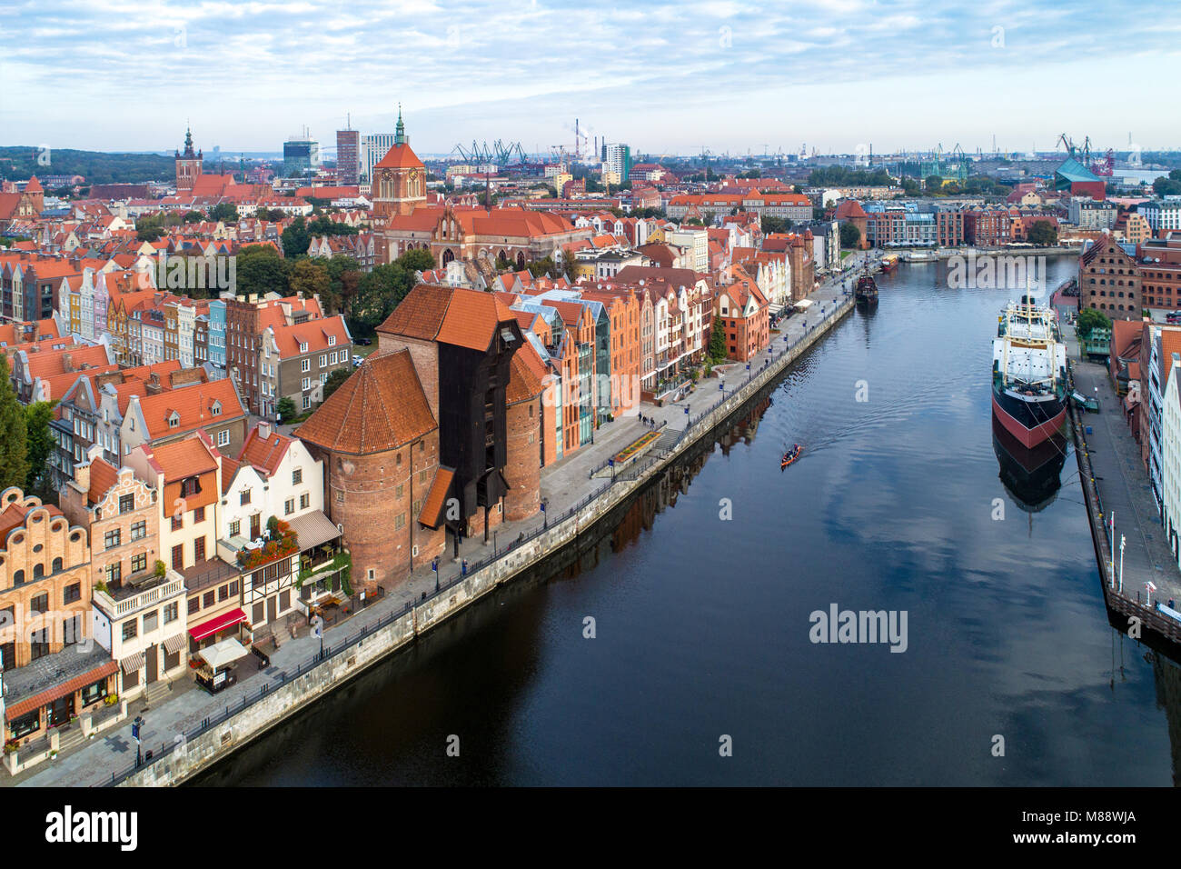 Gdansk old city in Poland with the oldest medieval port crane (Zuraw ...