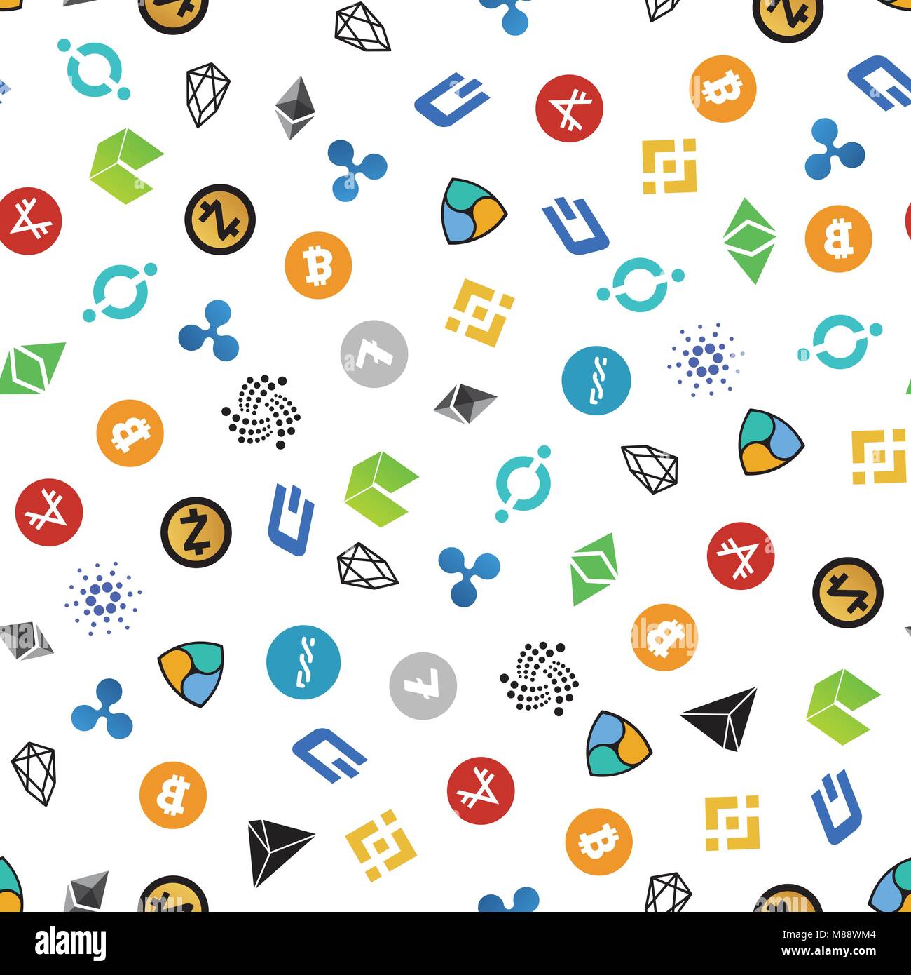 Cryptocurrency seamless pattern. Crypto currency background. Vector ...