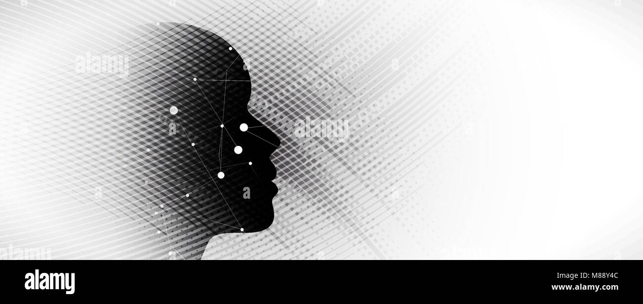 Abstract Artificial intelligence. Technology web background. Virtual ...