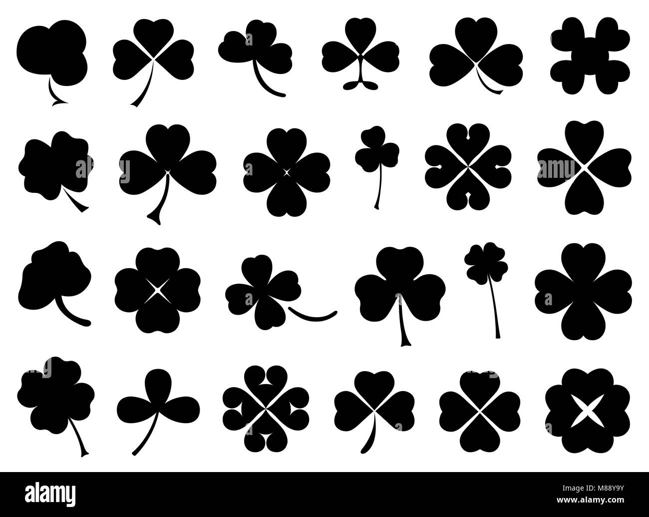 Set of different clovers set isolated on white Stock Photo - Alamy