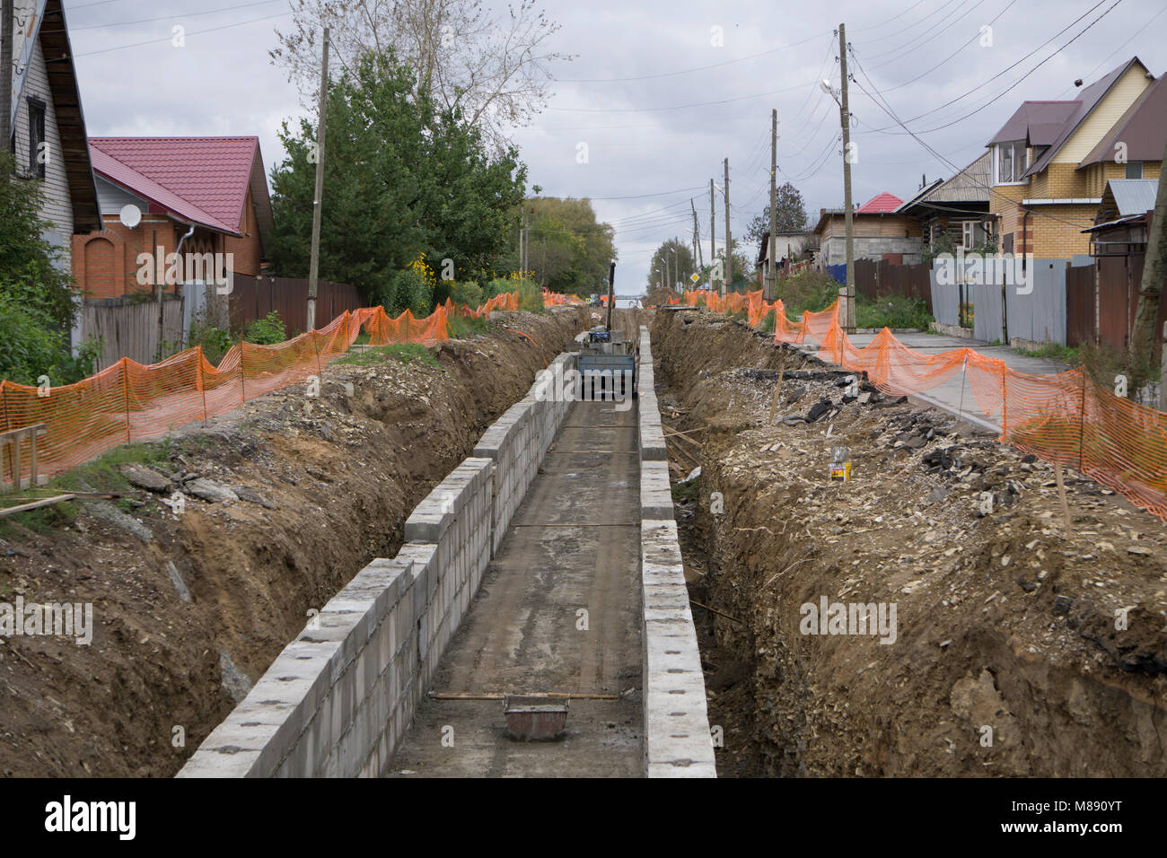 Road concrete work fencing Stock Photo - Alamy