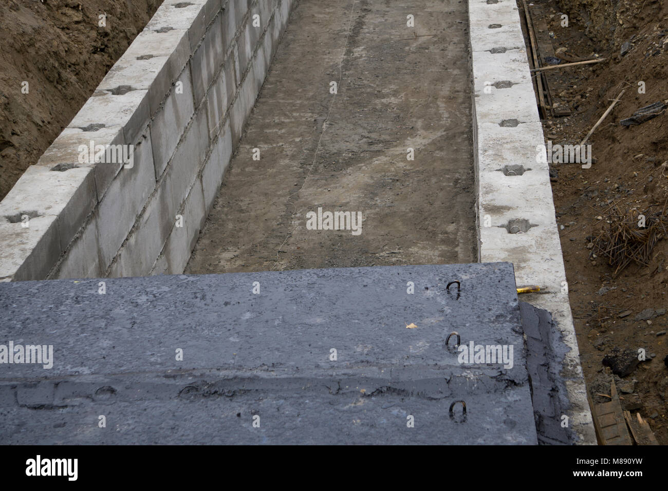 Road concrete work fencing Stock Photo - Alamy