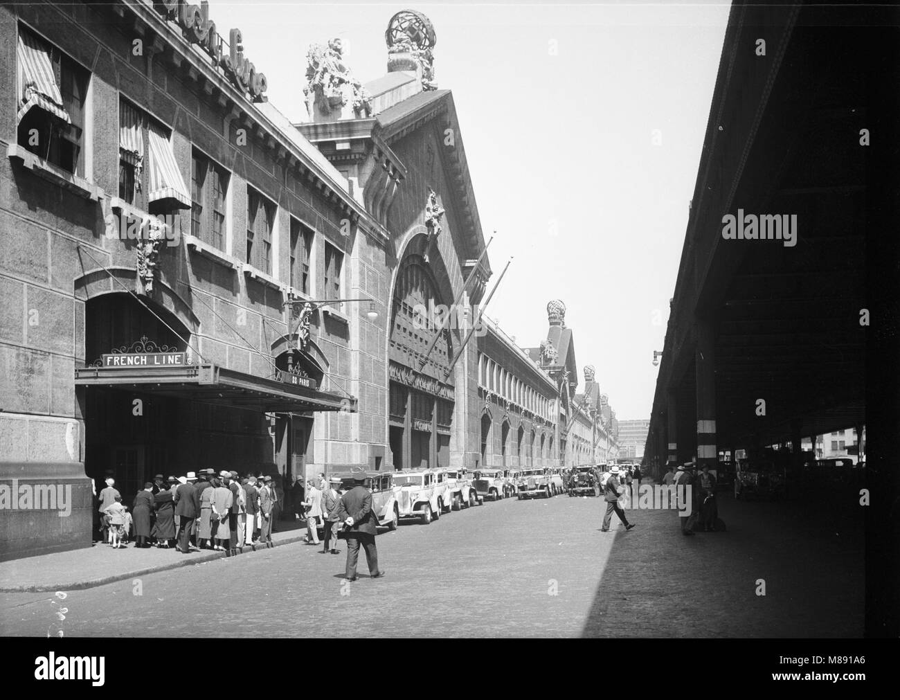 French Line Pier Entrance, New York City, ca 1927 Stock Photo - Alamy