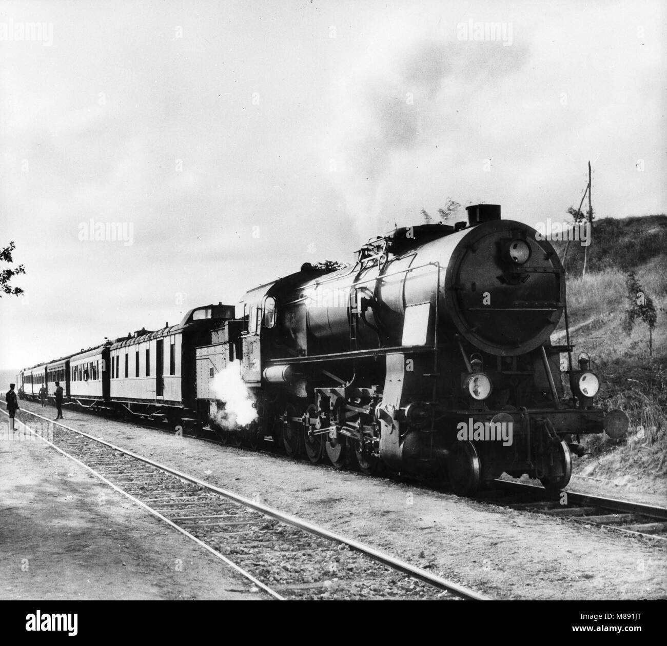 Train Engine With Cars, ca 1935 Stock Photo - Alamy
