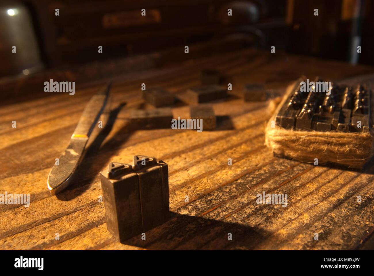 Old letters of printing, printing plates, lead letters, typography ...