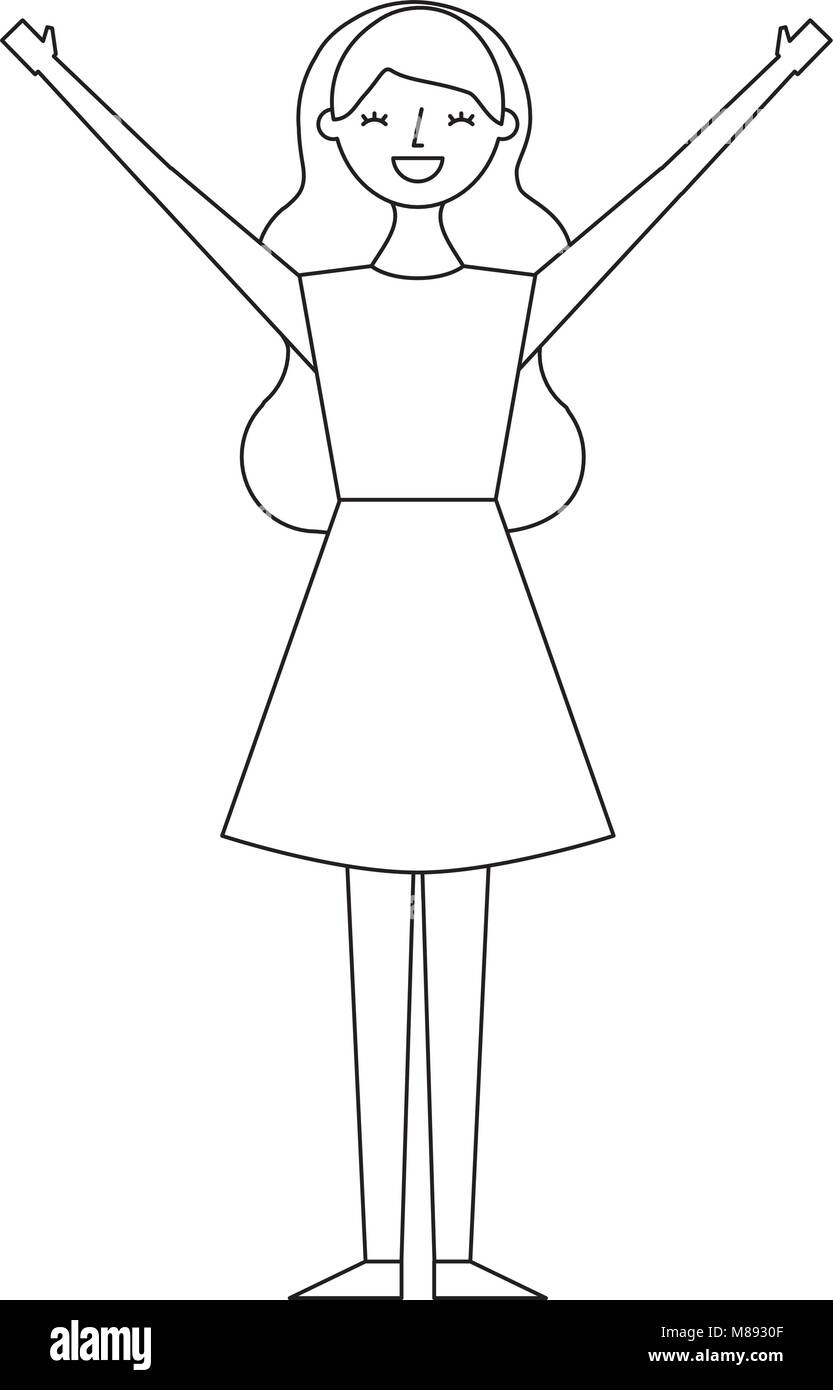 young woman people character gesturing with arms vector illustration ...