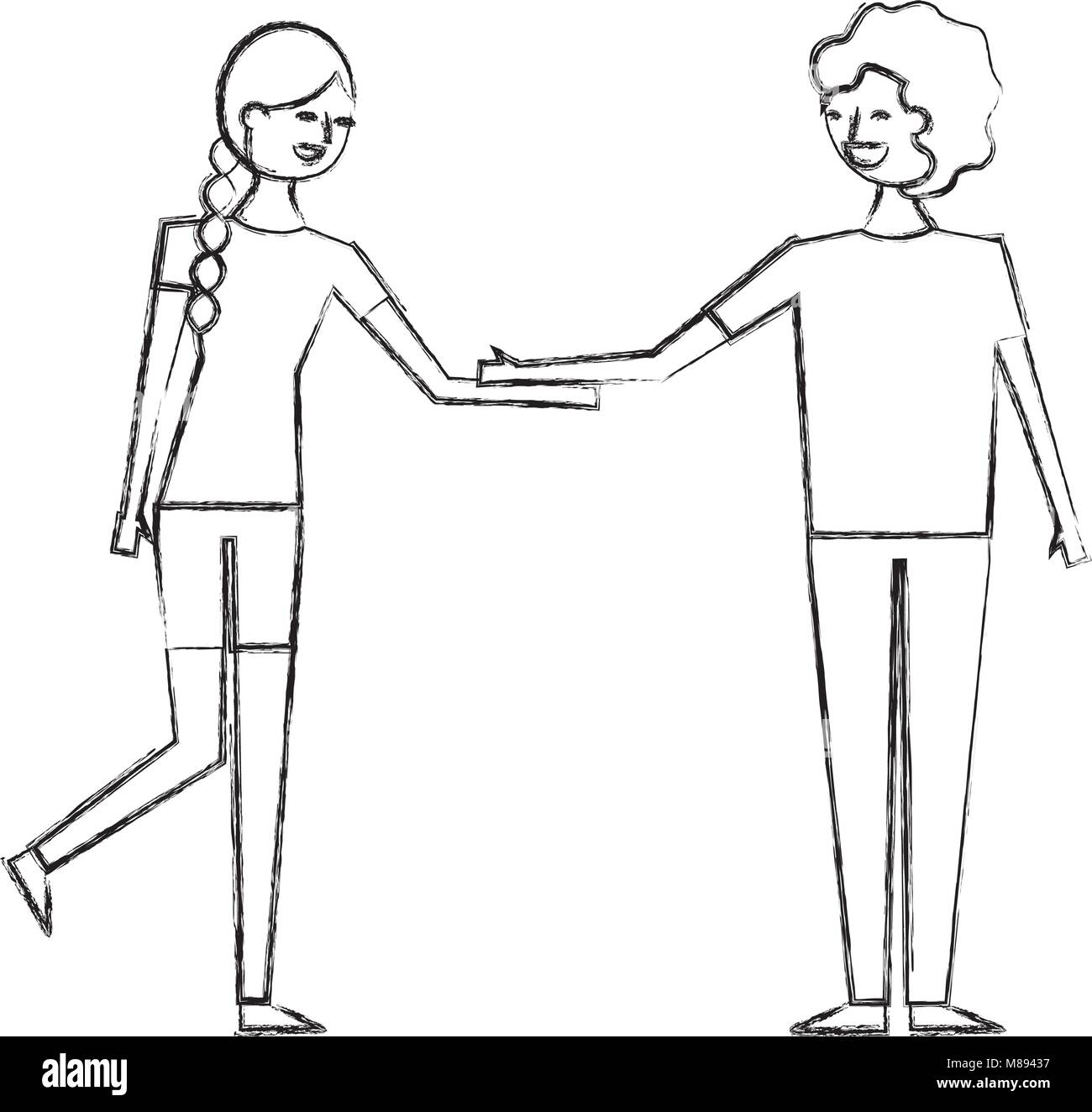 couple of young people relationship characters vector illustration ...