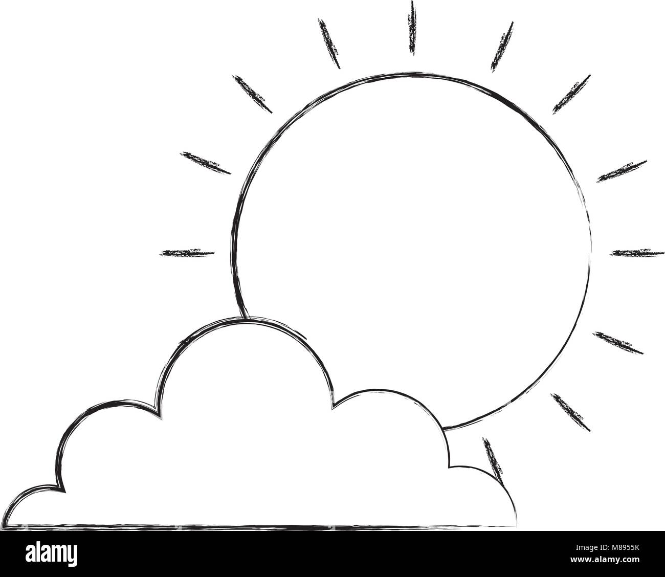 weather summer season sun clouds day vector illustration sketch design ...