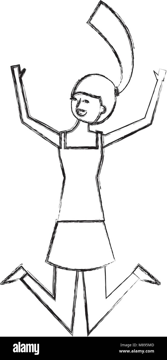 people female jumping enjoy character vector illustration sketch design ...