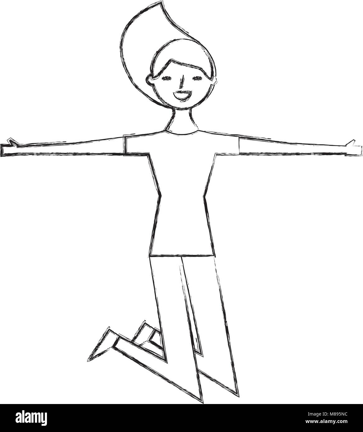 people female jumping enjoy character vector illustration sketch design ...