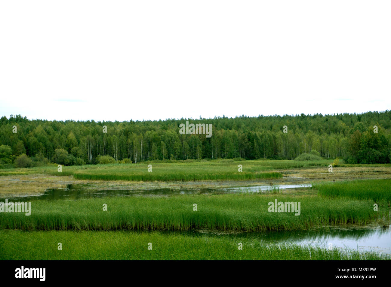 In the summer, in July the sun slowly sets in the typical landscape ...