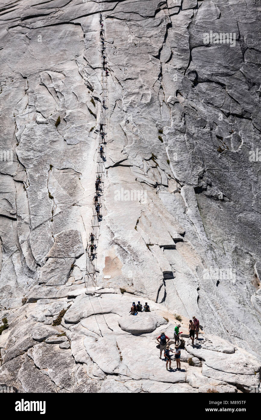 CA02893-00...CALIFORNIA - The cable route up Half Dome in Yosemite ...