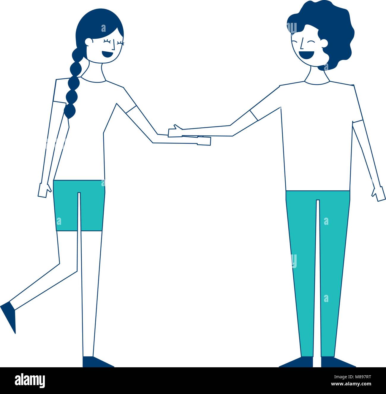 couple of young people relationship characters vector illustration ...