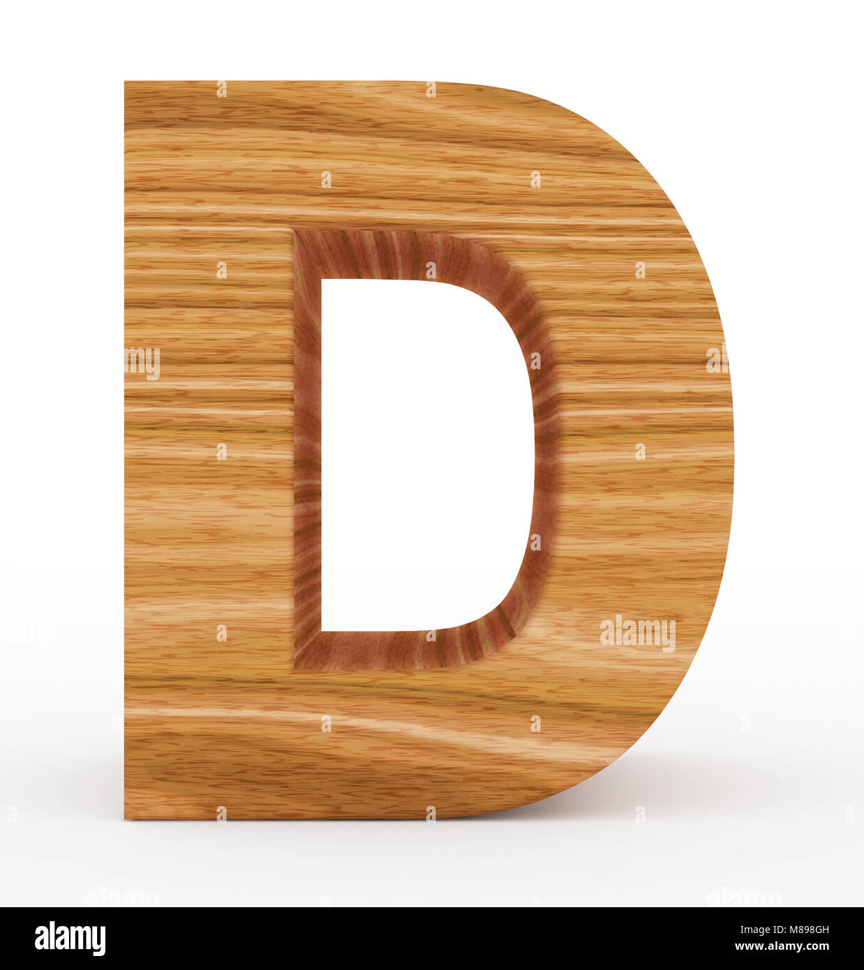 letter D 3d wooden isolated on white - 3d rendering Stock Photo - Alamy