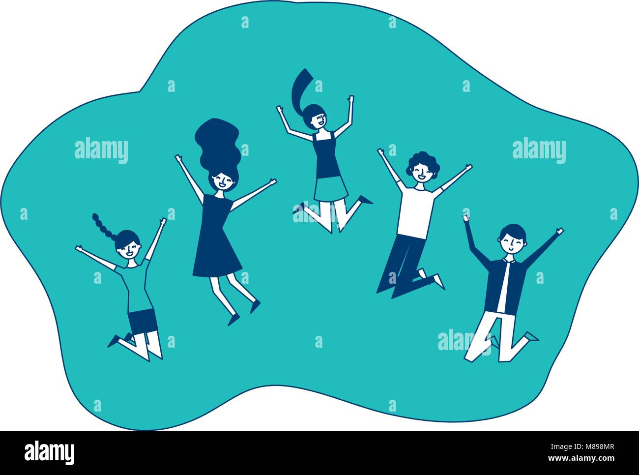 people group man and woman enjoyment vector illustration green and blue ...