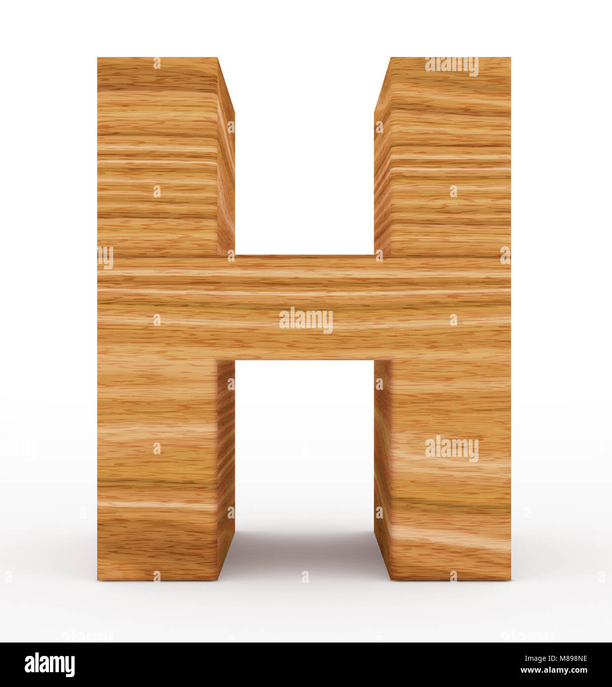 letter H 3d wooden isolated on white - 3d rendering Stock Photo - Alamy
