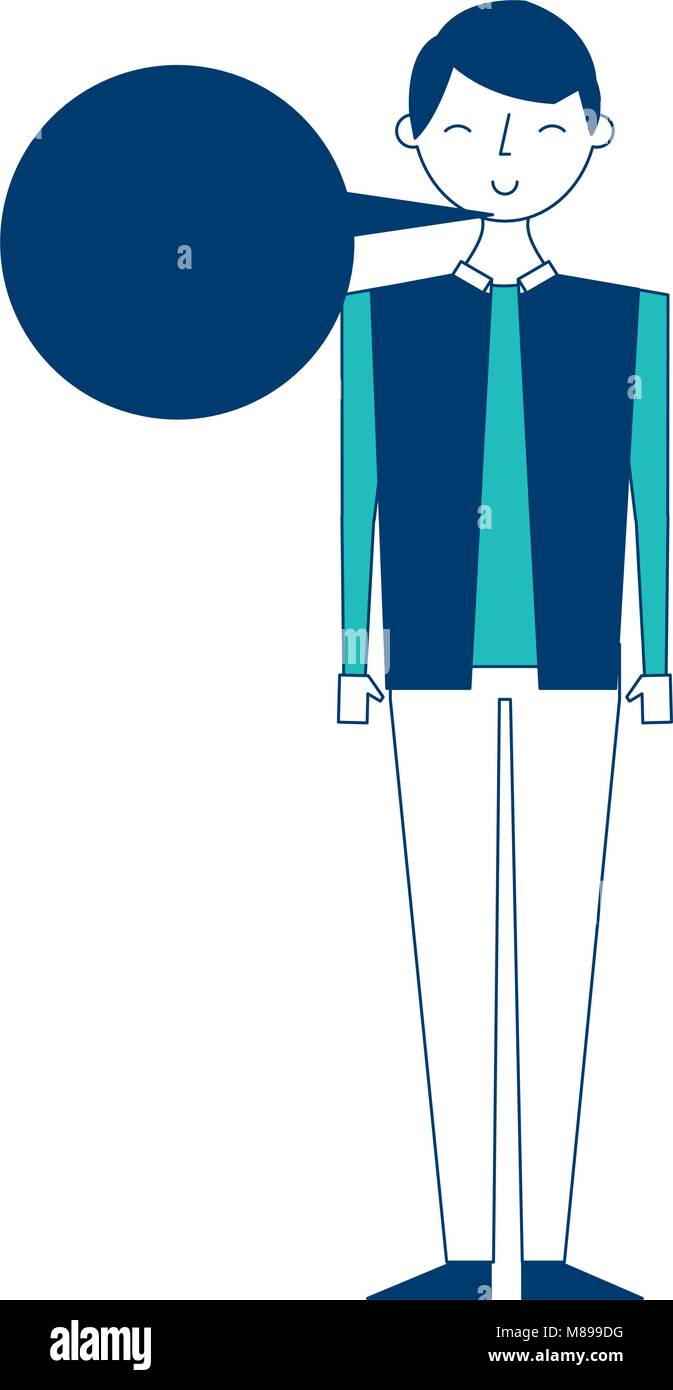 young people male man with speech bubble talk vector illustration green ...