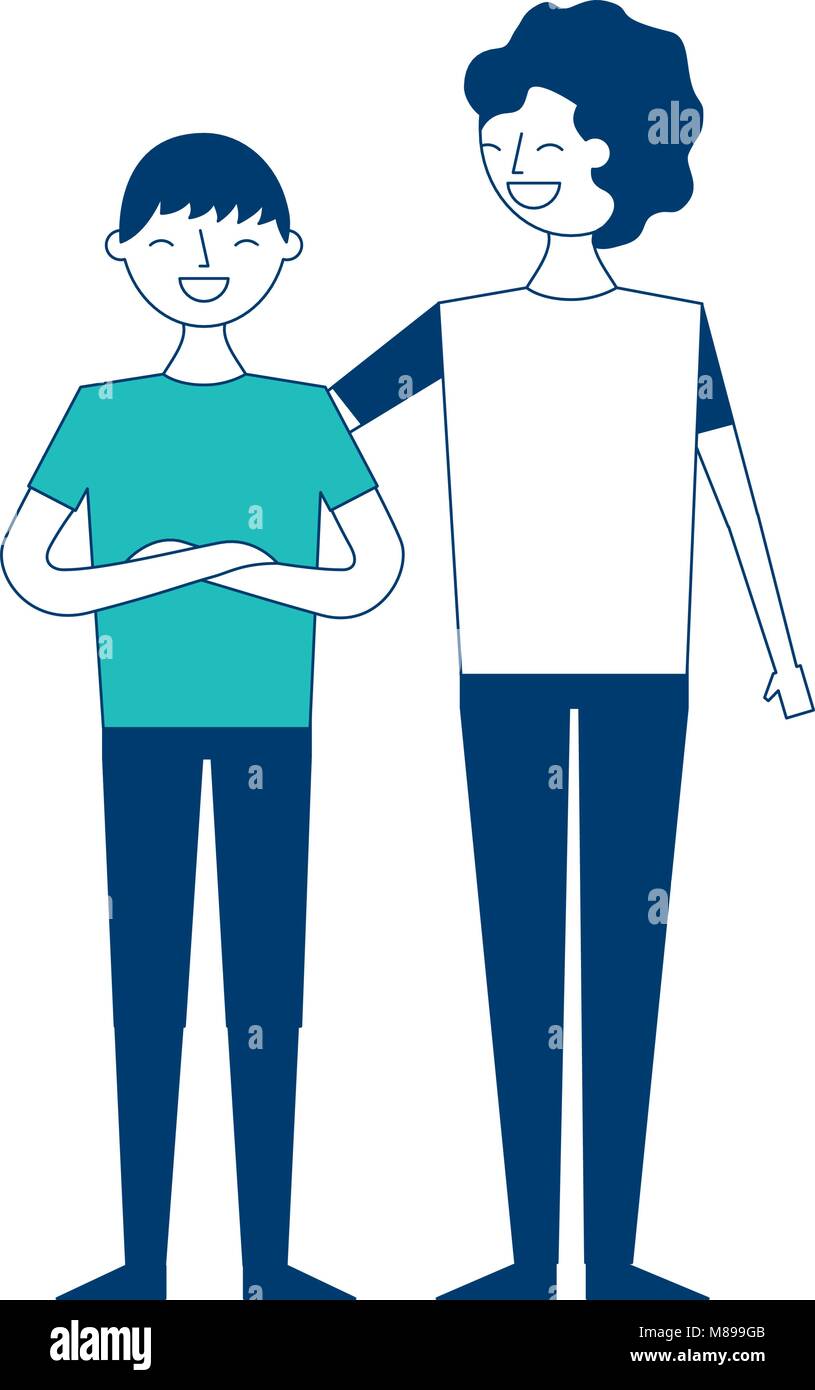 people male character men friends vector illustration green and blue ...