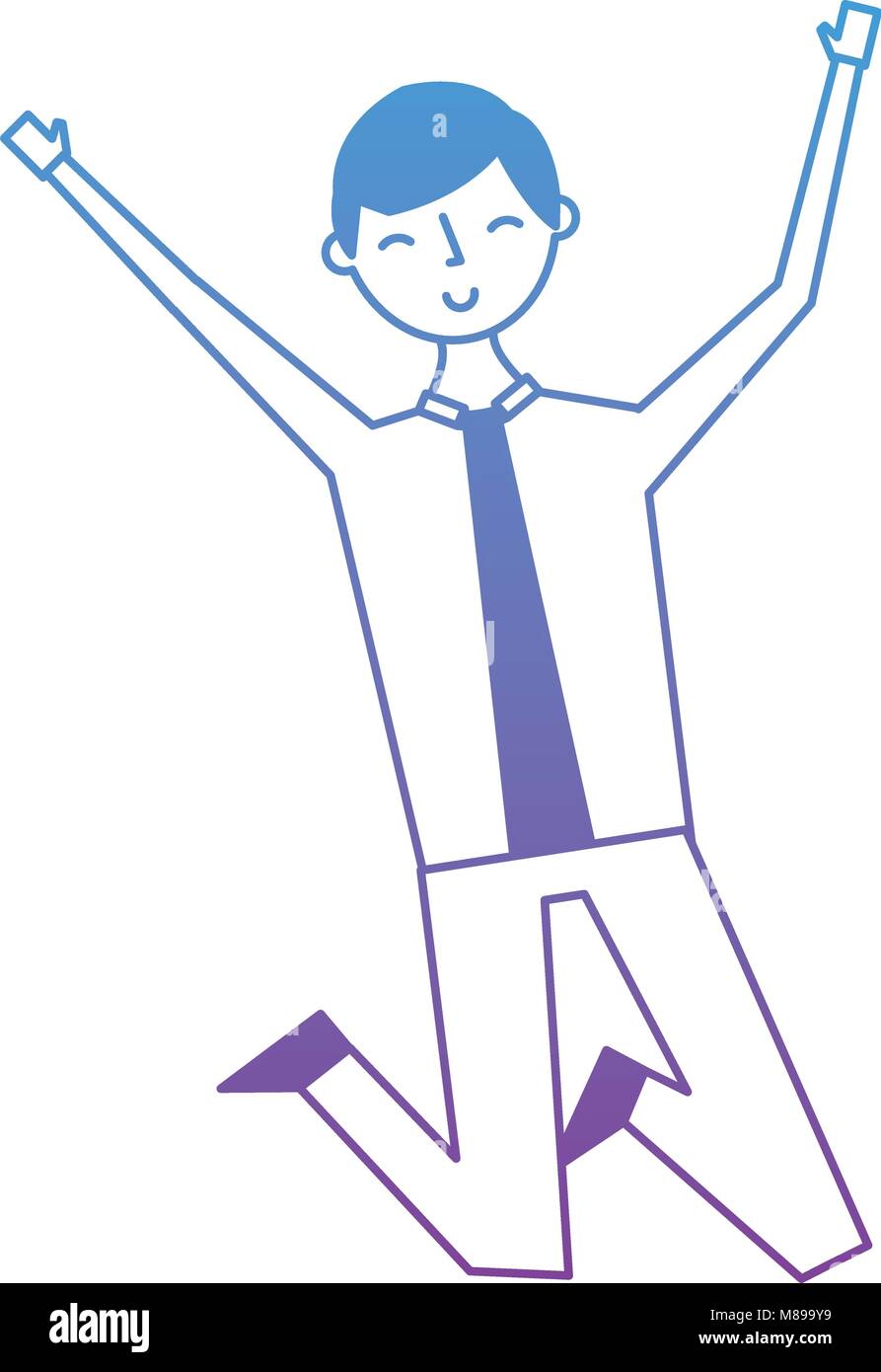 jumping young people male man vector illustration degrade color design ...