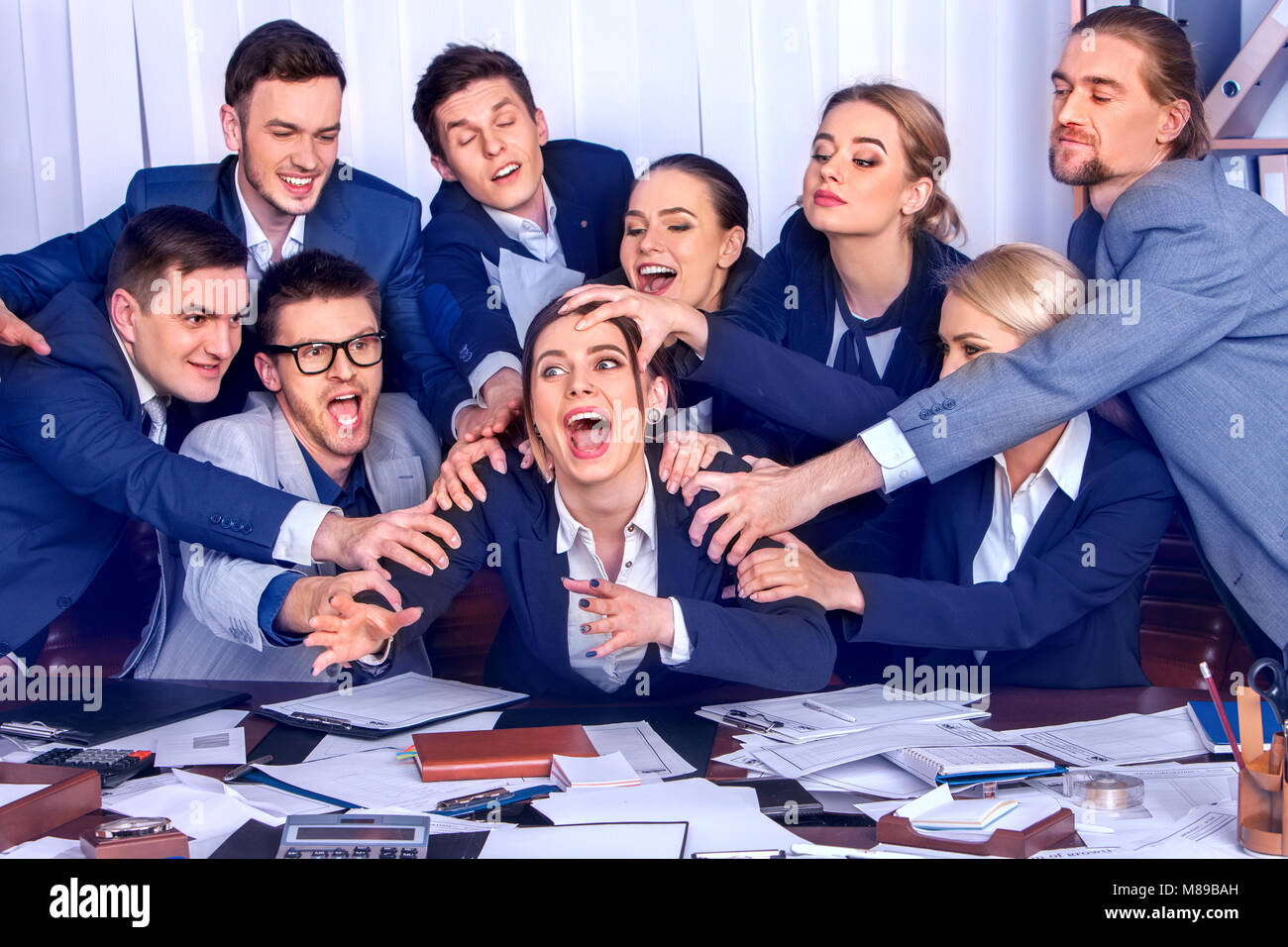 Business people office. Team people are unhappy with their leader Stock ...