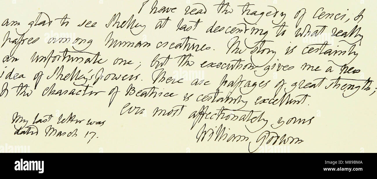 Facsimile of William Goodwin's handwriting Stock Photo - Alamy