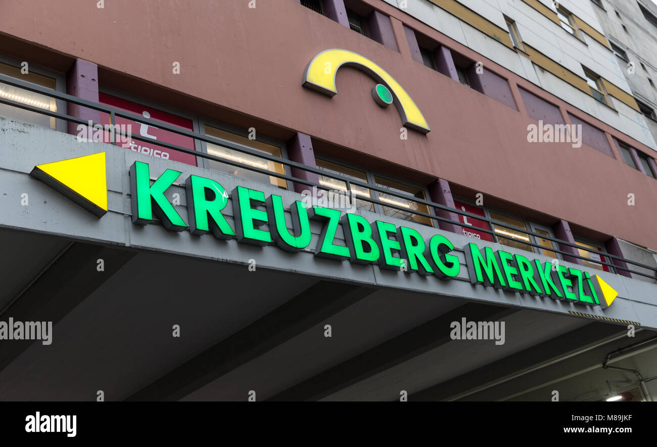 BERLIN, GERMANY - DECEMBER 16, 2017: Building with Kreuzberg Merkezi ...