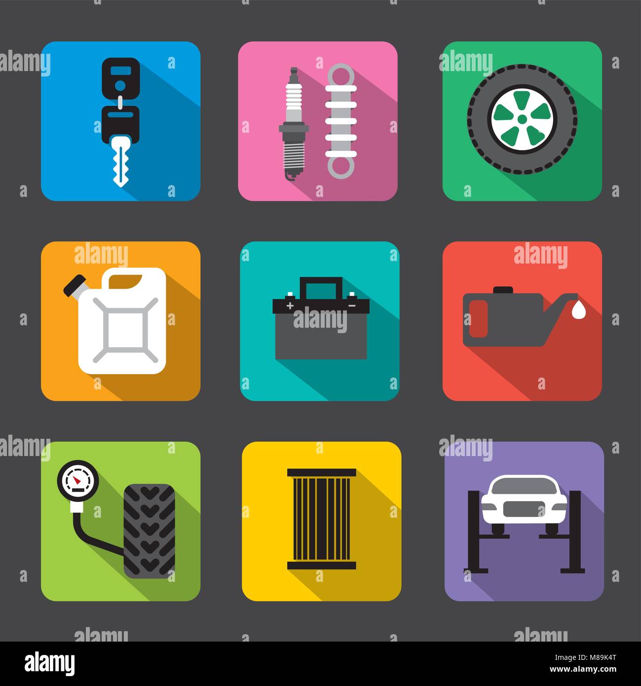 illustration of set car service repair flat icons and pictograms Stock ...