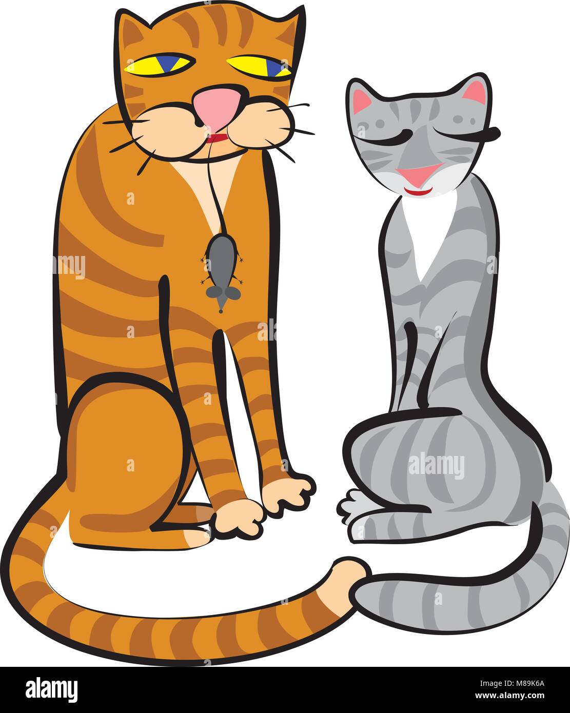 illustration of cats lovers characters on the roof Stock Vector Image ...