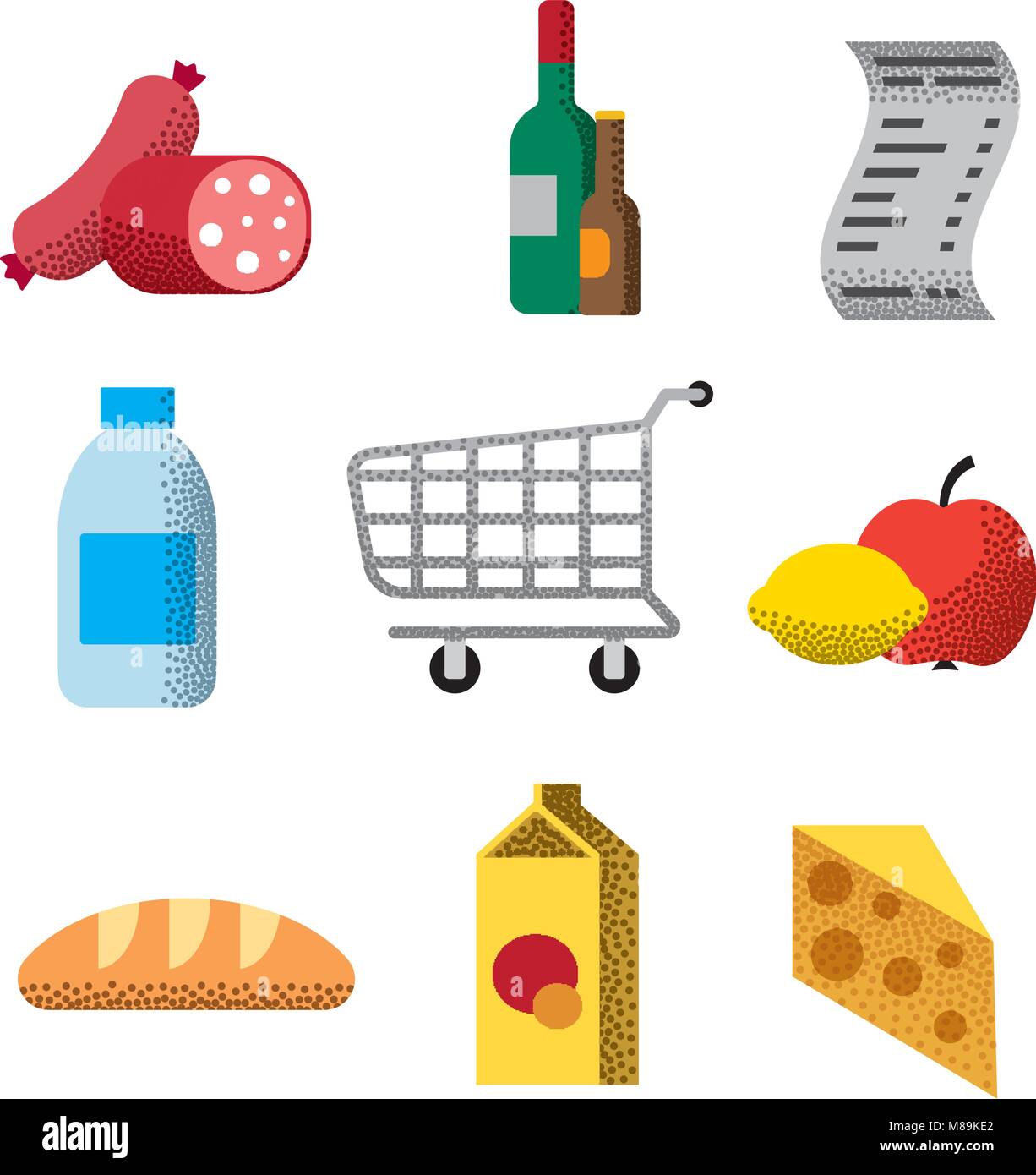 set of grocery supermarket flat icons for foods and meal Stock Vector ...