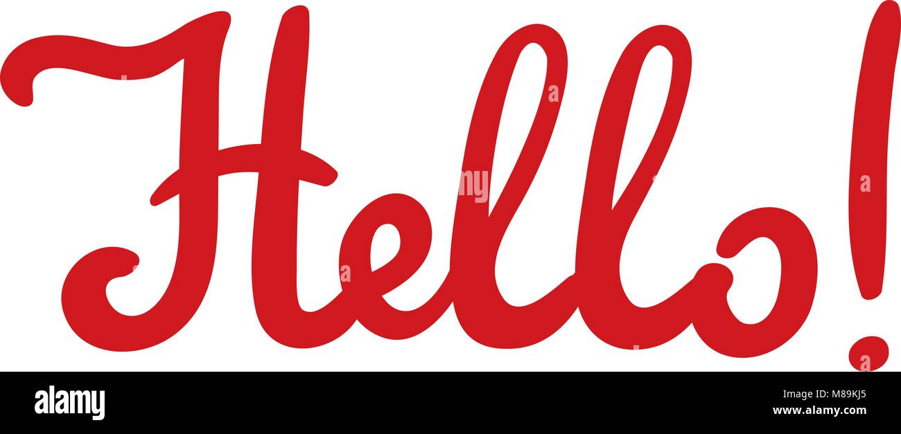 illustration of calligraphic handwritten lettering inscription hello ...