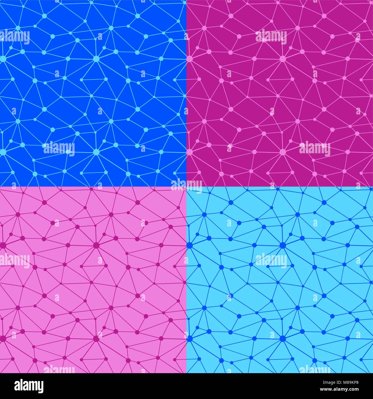 illustration of neurons web net seamless patterns in different colors ...