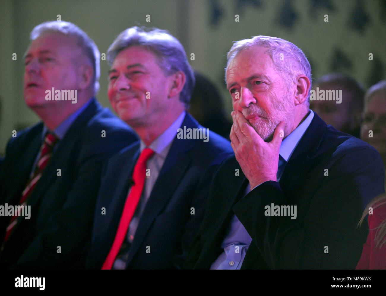 Labour leader Jeremy Corbyn and Richard Leonard speak at a campaign ...