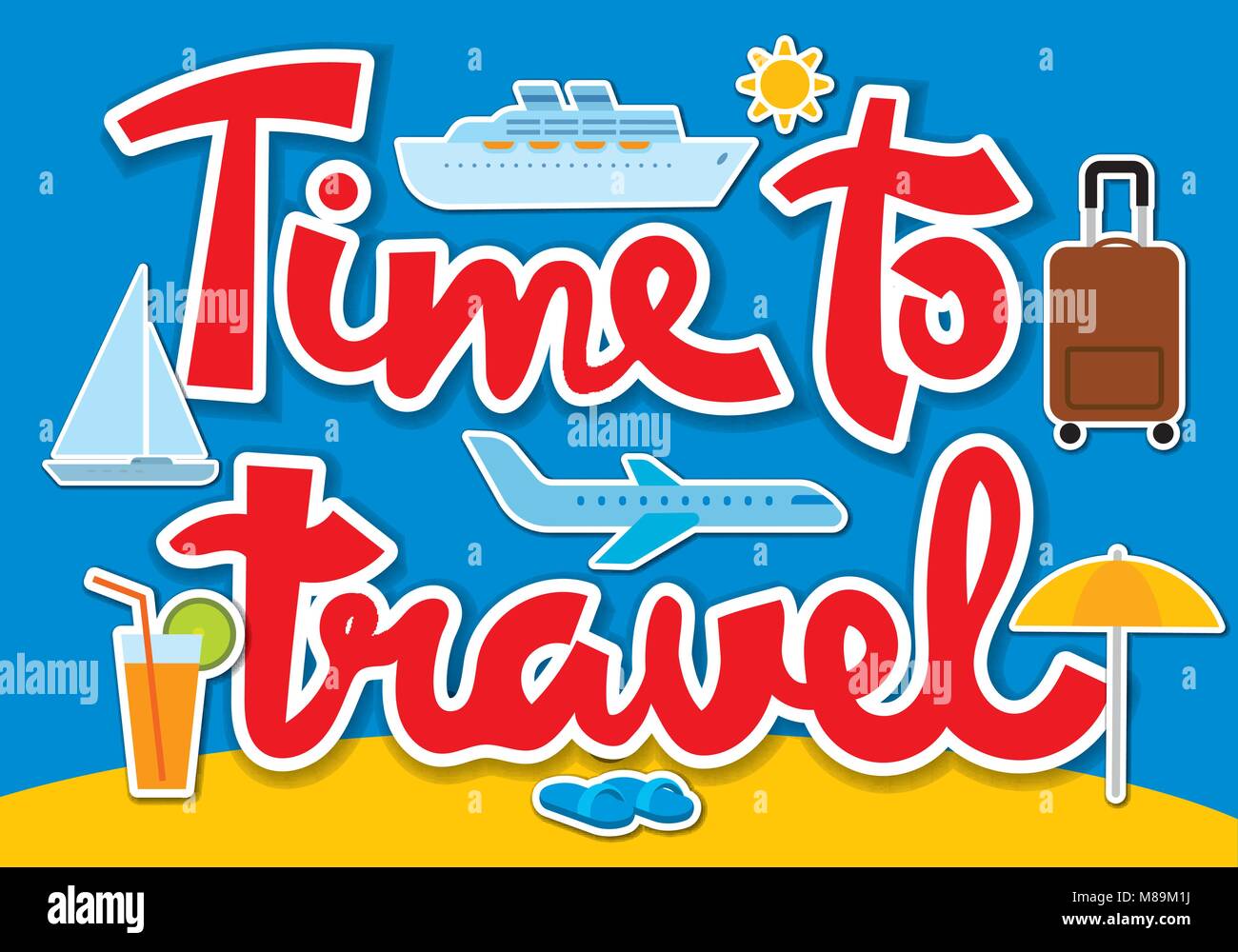 illustration of calligraphy lettering card for travel and resort Stock ...