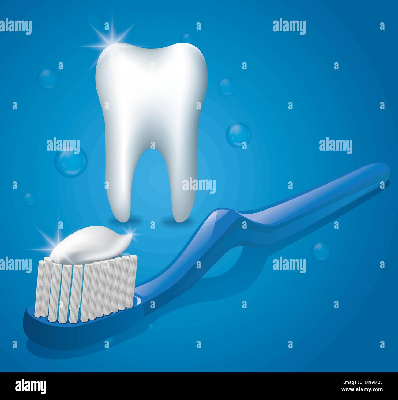 illustration of healthy tooth with toothbrush and toothpaste Stock ...