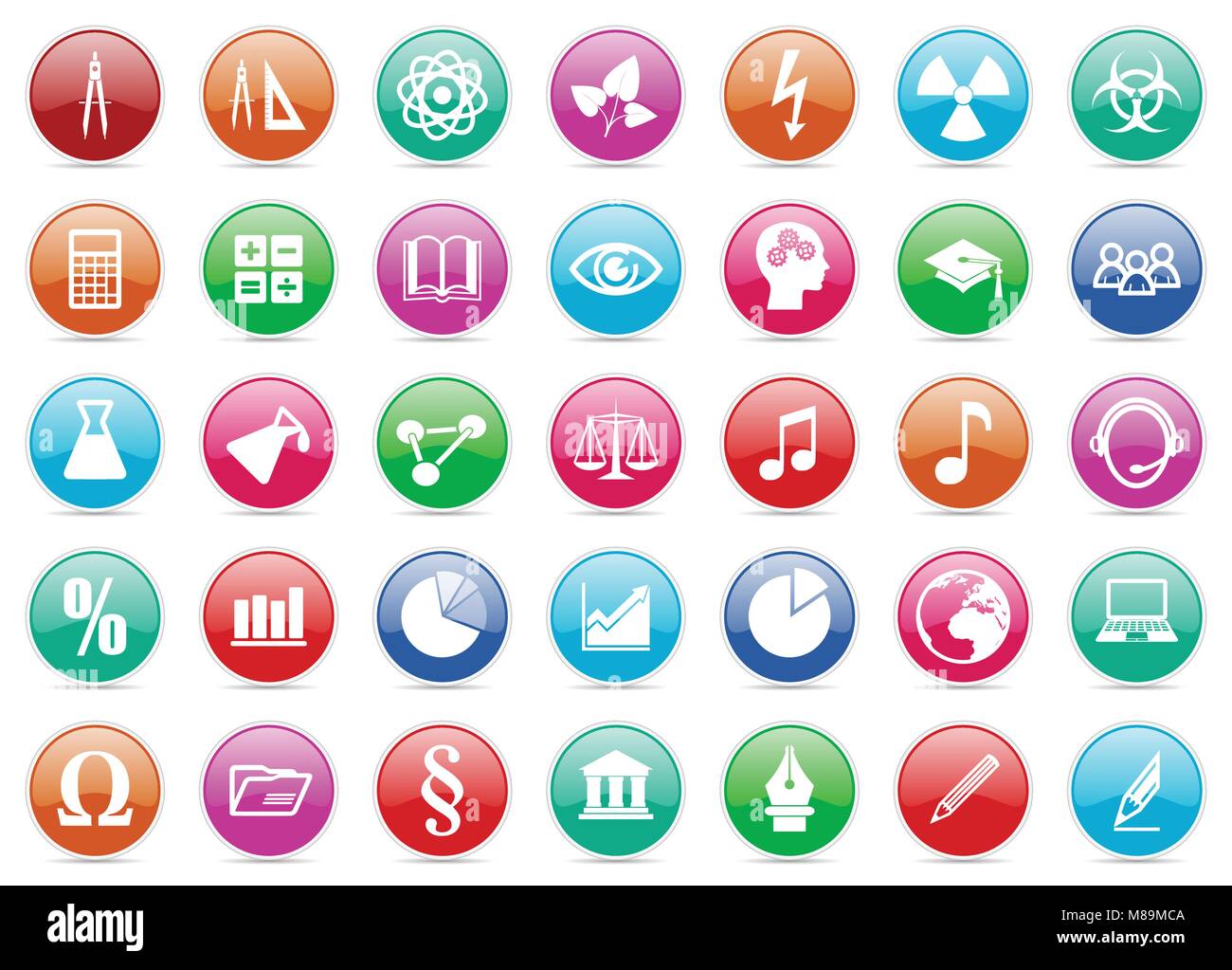 Set of colorful education and science vector icons Stock Vector Image ...