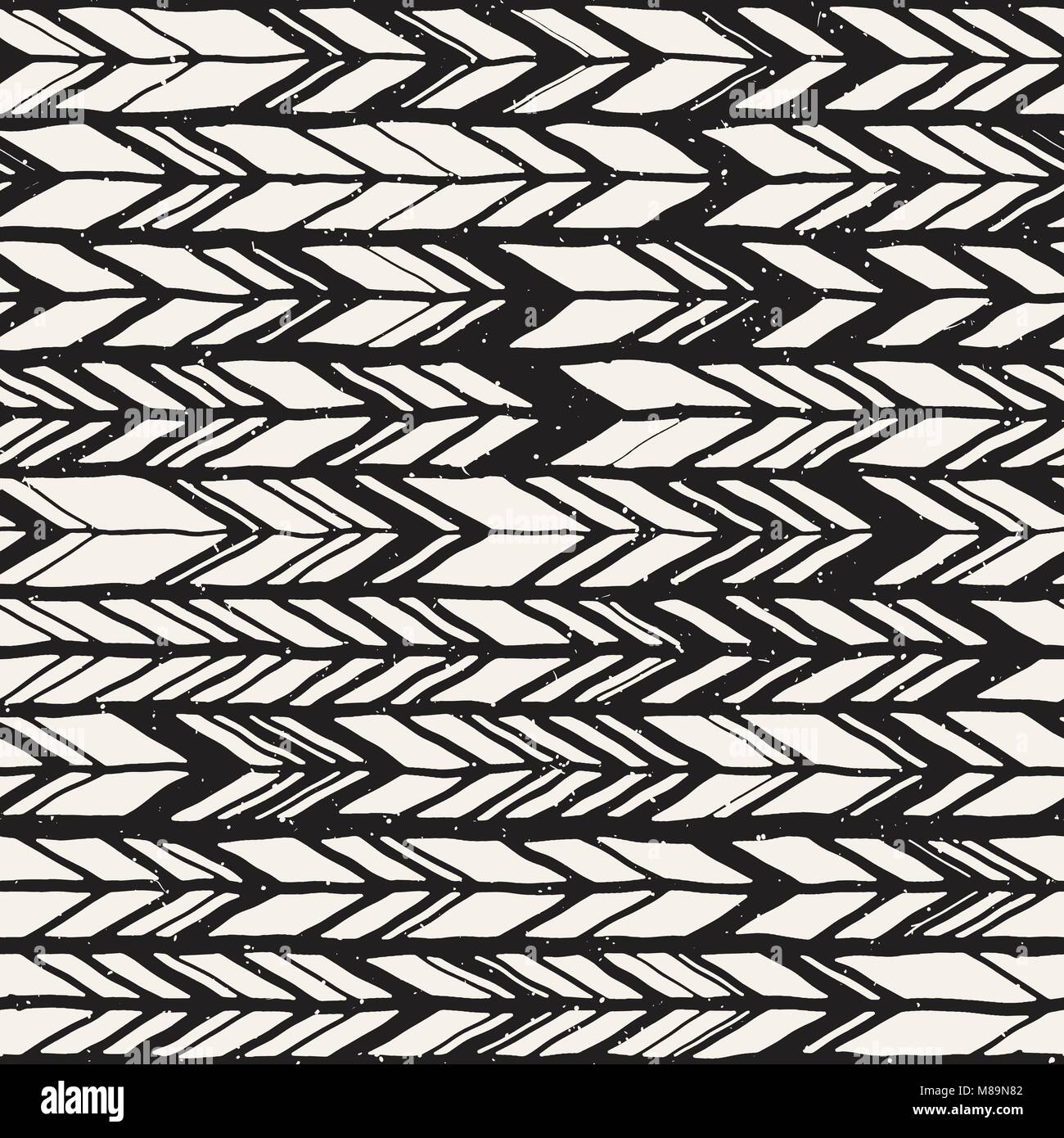 Vector seamless freehand pattern. Doodle monochrome print with hand ...