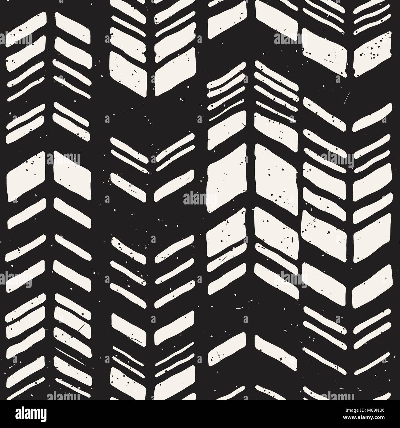 Vector seamless freehand pattern. Doodle monochrome print with hand ...