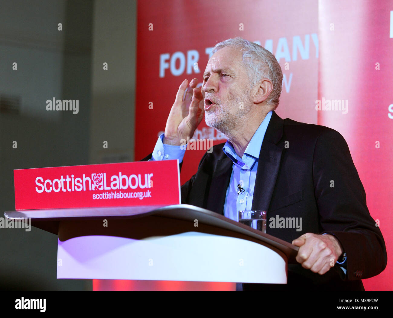 Labour leader Jeremy Corbyn and Richard Leonard speak at a campaign ...
