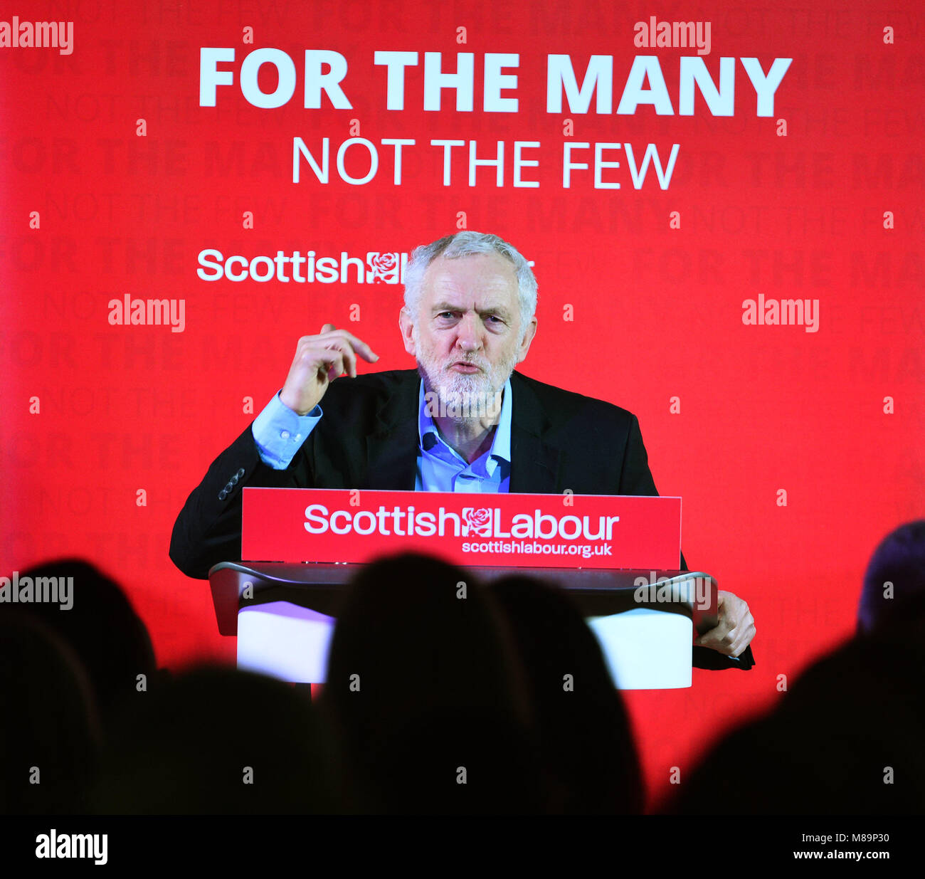 Labour leader Jeremy Corbyn and Richard Leonard speak at a campaign ...