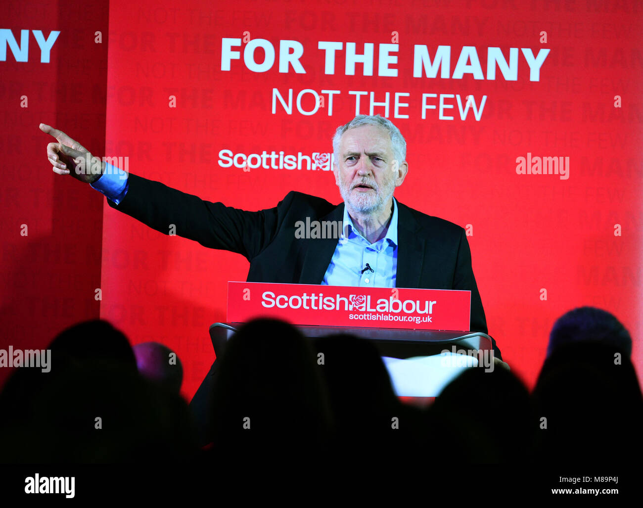 Labour leader Jeremy Corbyn and Richard Leonard speak at a campaign ...