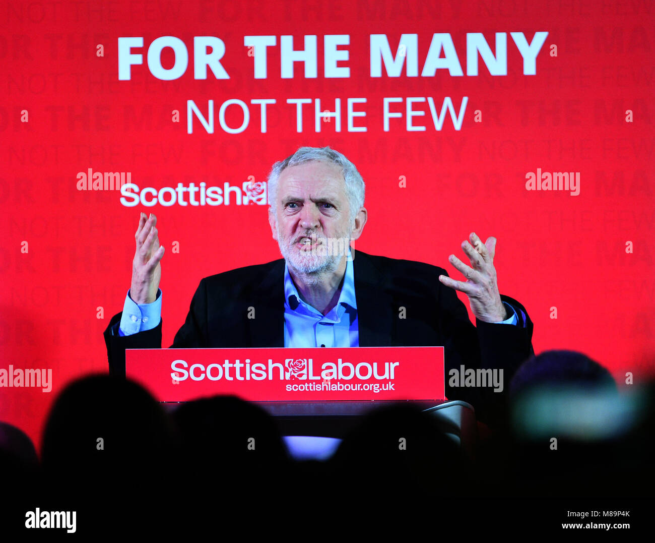 Labour leader Jeremy Corbyn and Richard Leonard speak at a campaign ...