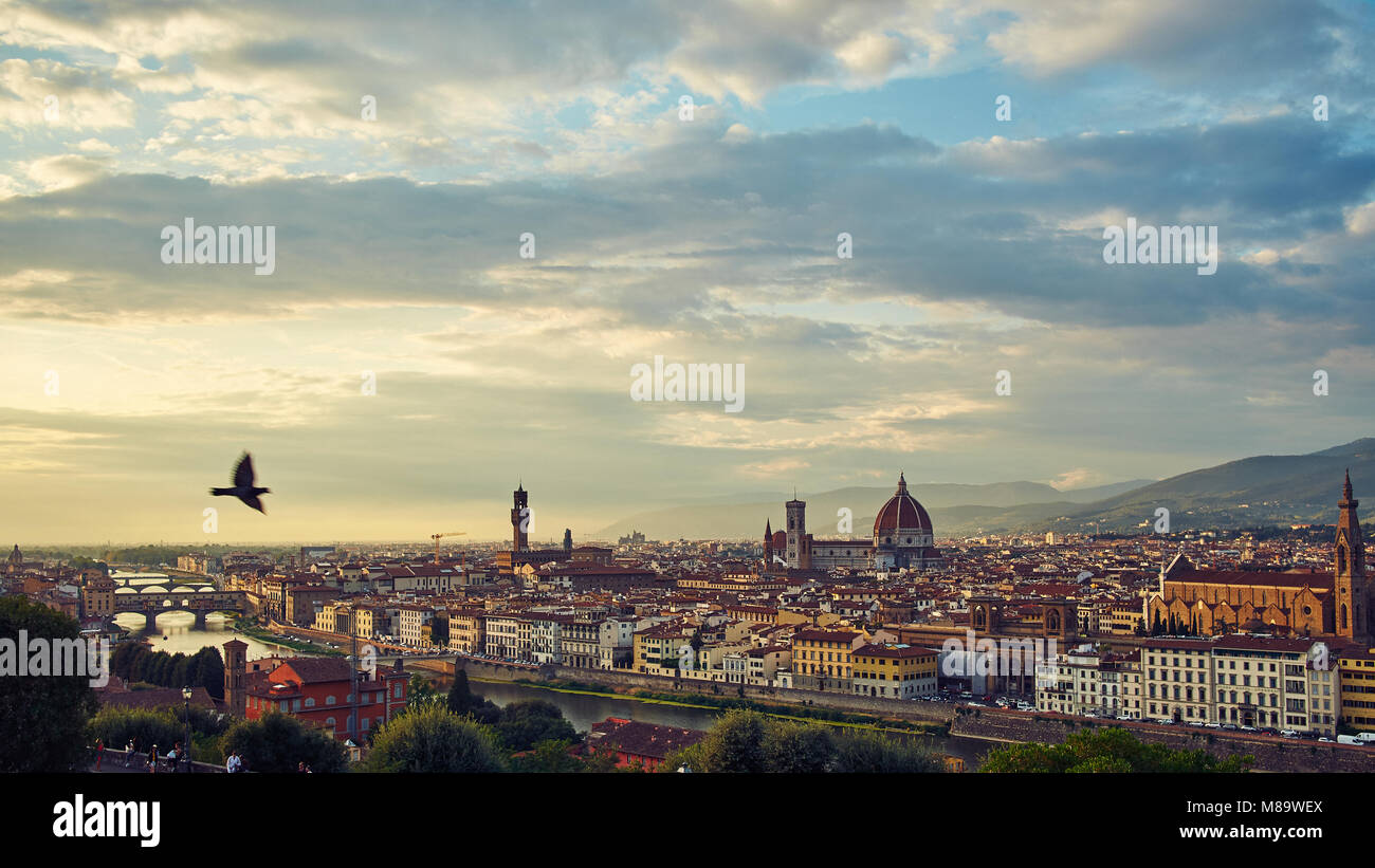 Sunset over Florence, Italy with view of Il Duomo Stock Photo - Alamy