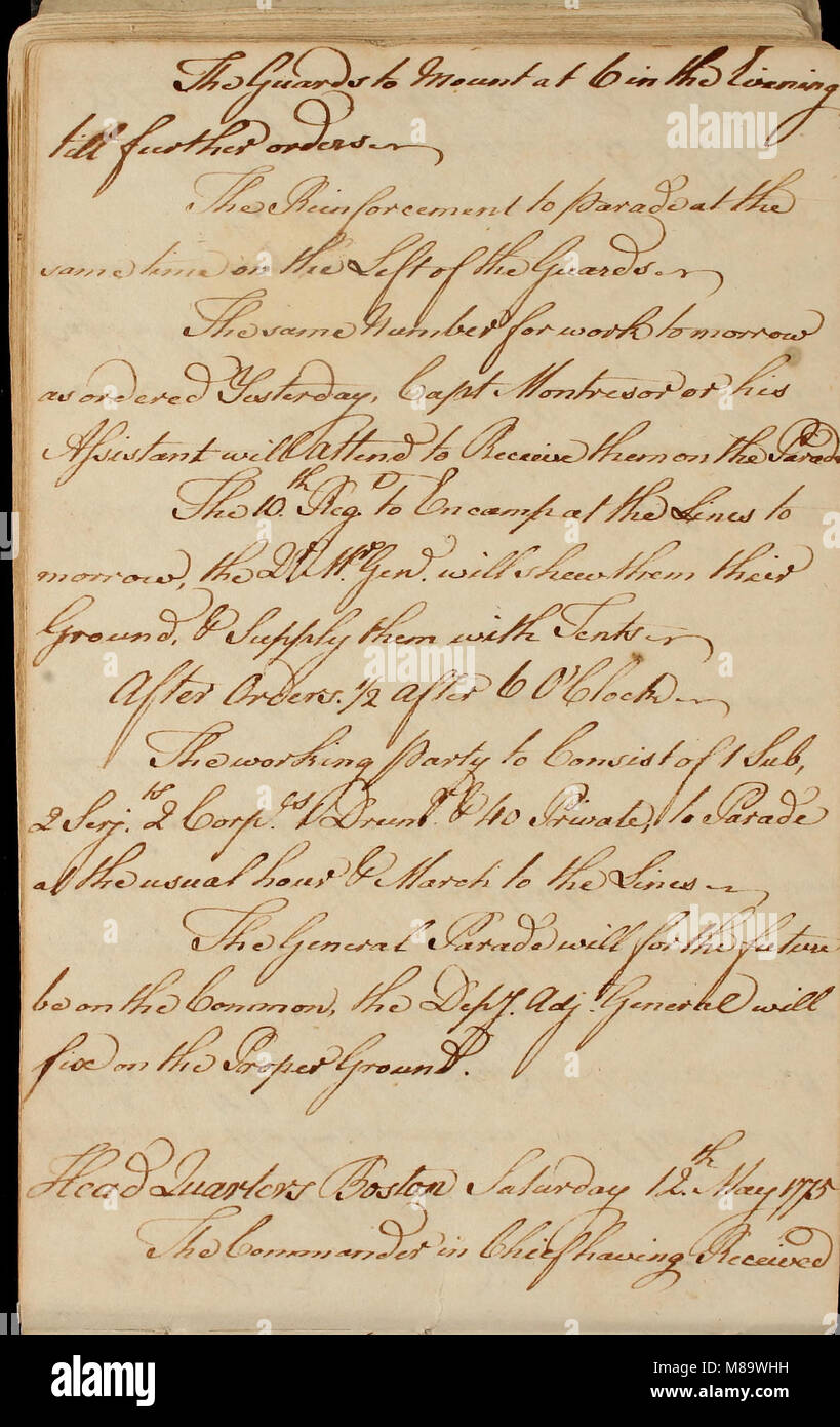 This 1774 manuscript contains the general orders issued for British ...