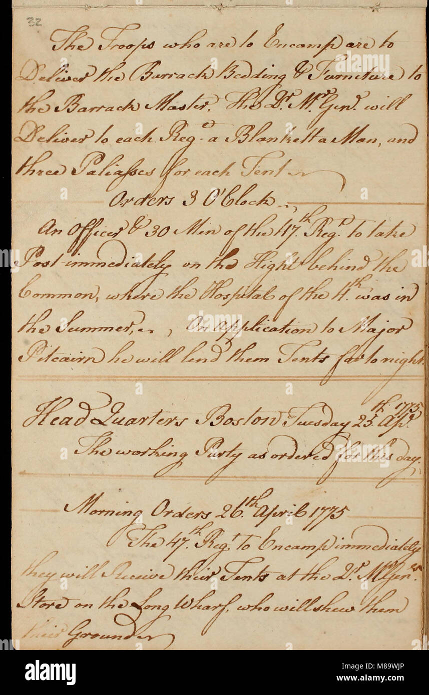 This 1774 manuscript contains the general orders issued to British ...