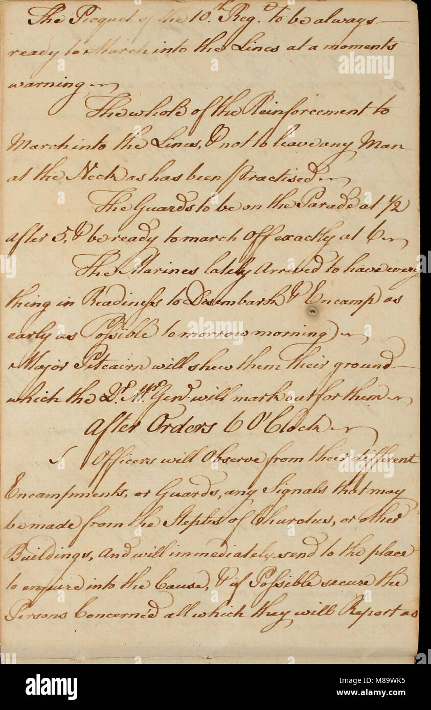 General orders for British regiments encamped at Boston (manuscript ...