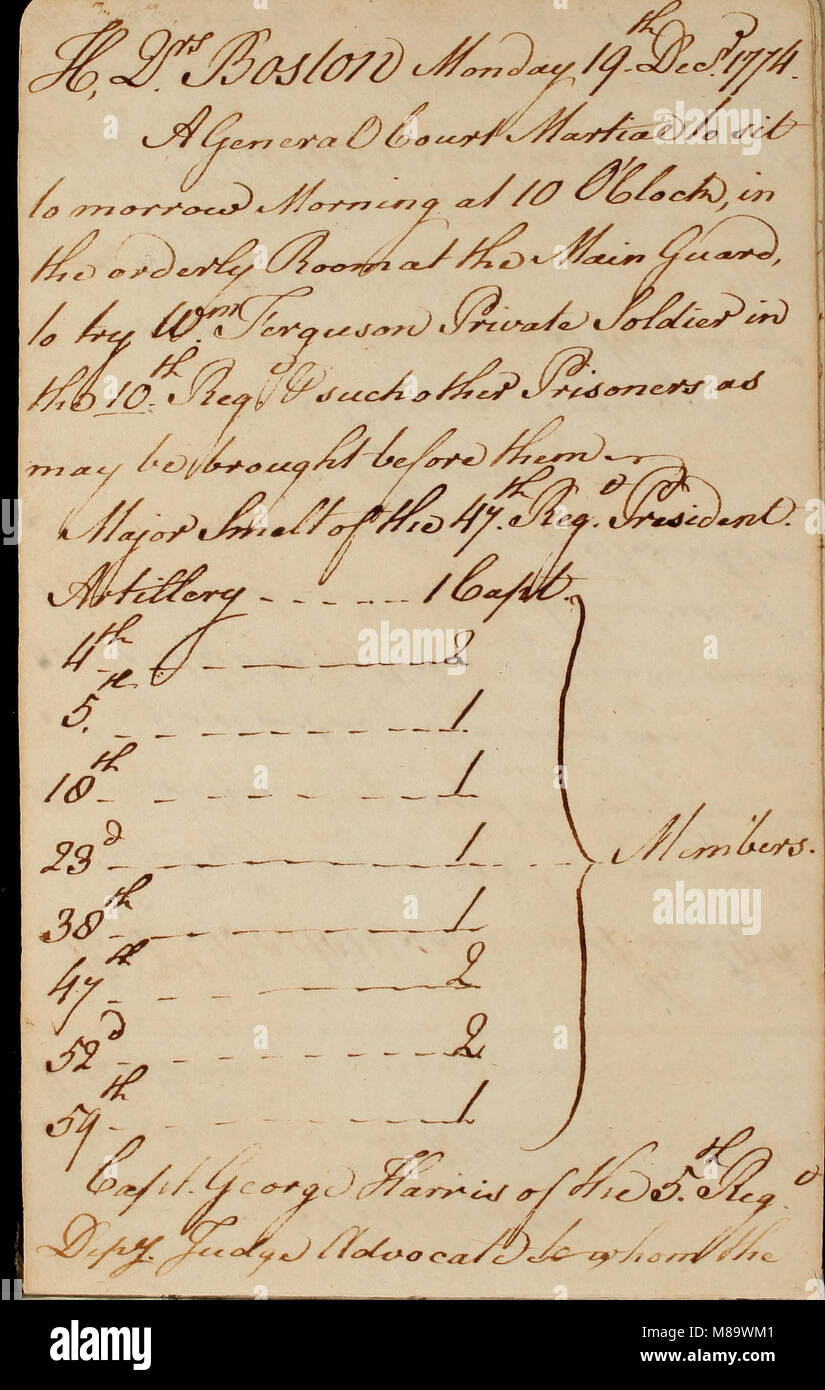 General orders for British regiments encamped at Boston (manuscript ...