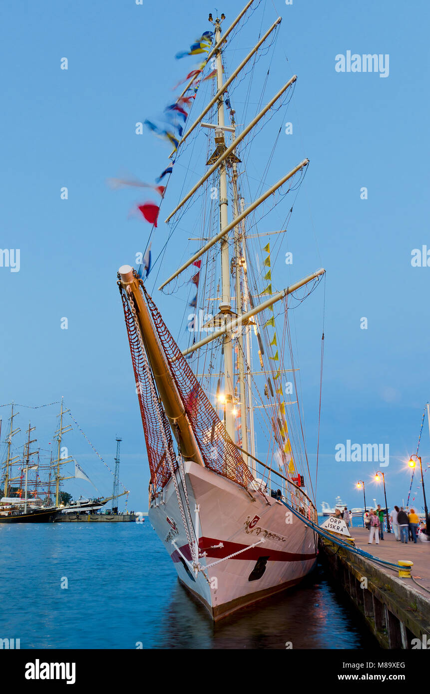 ORP "Iskra" - a Polish Navy school ship, three mast bark in the harbour ...